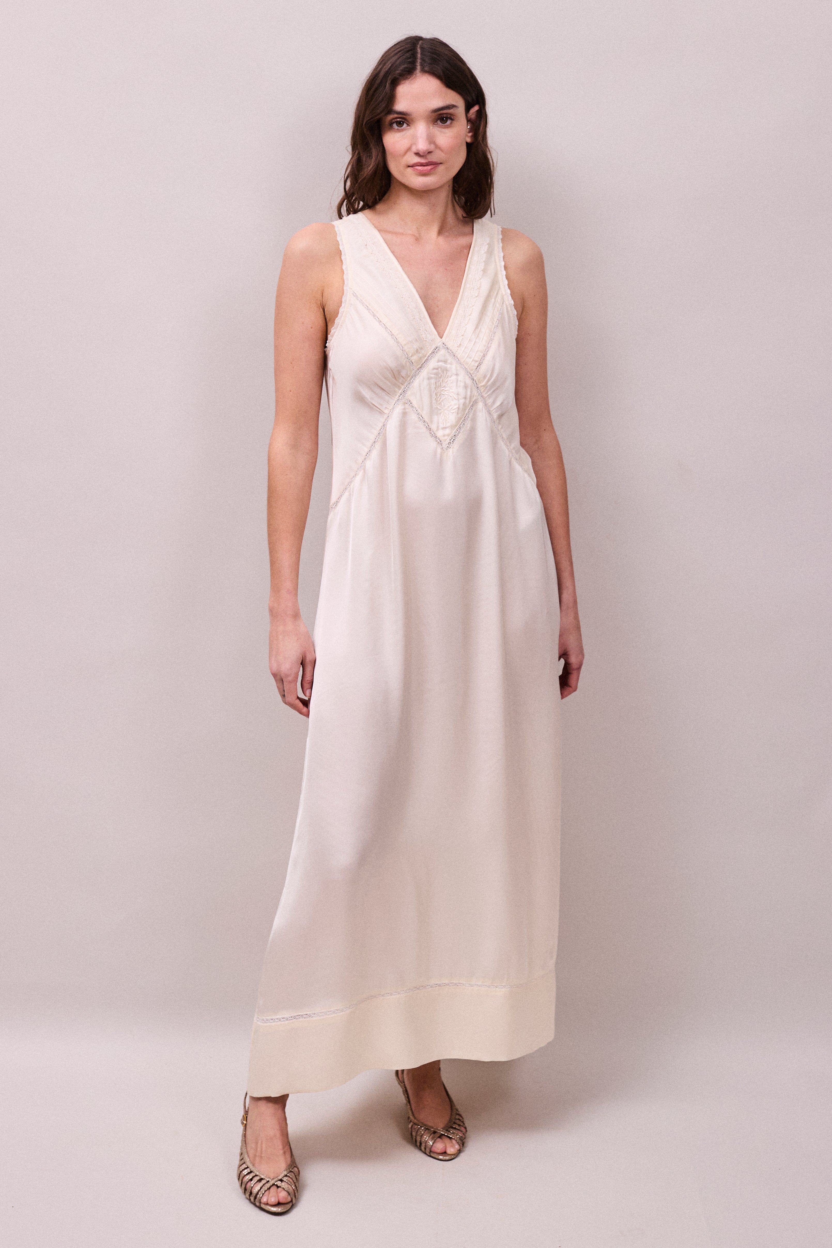 Faune Primrose Slip Dress in Oyster | shopannastore – shopatanna