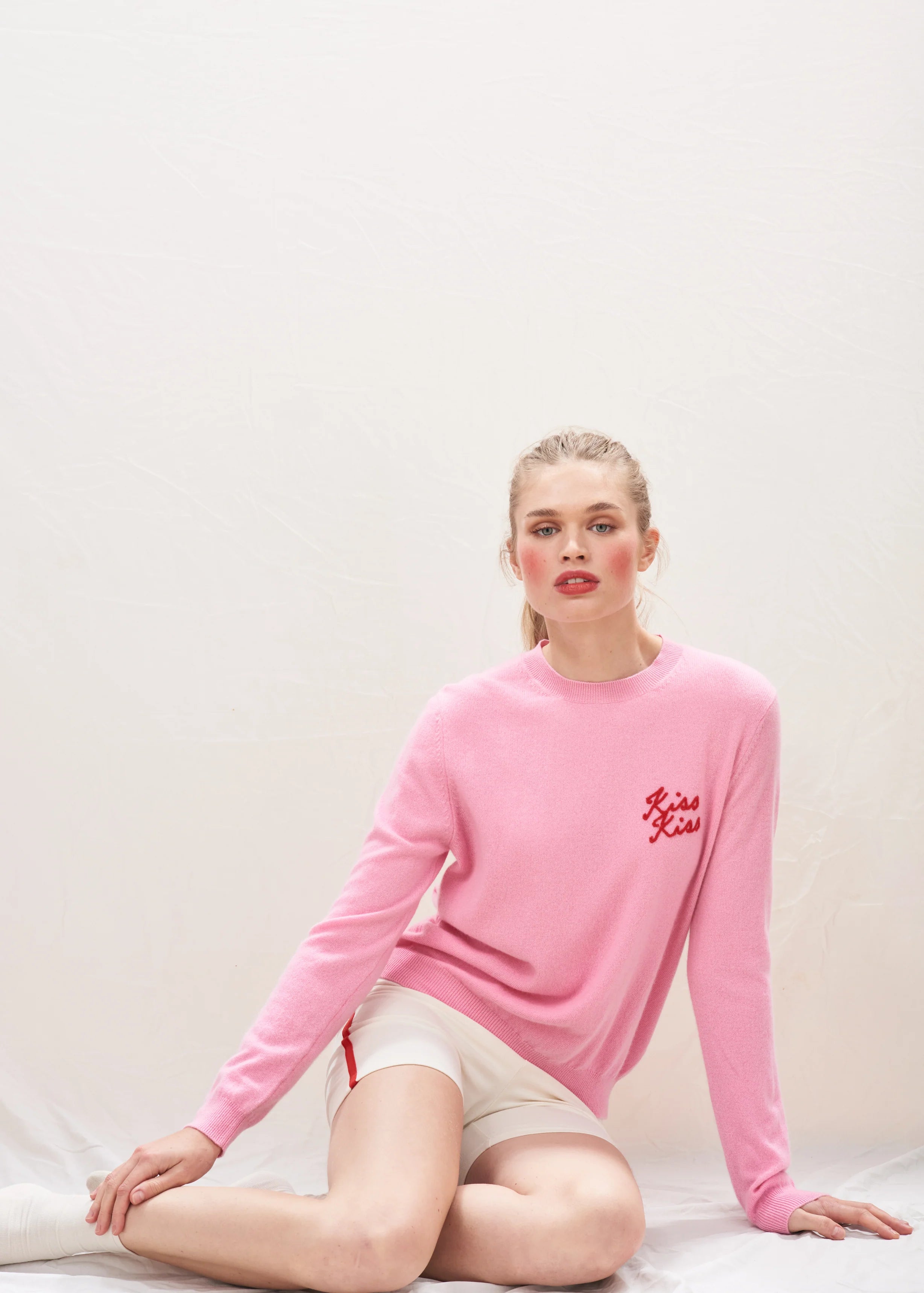 Jumper 1234 Kiss Kiss Crew in Rose, Jasmine – shopatanna