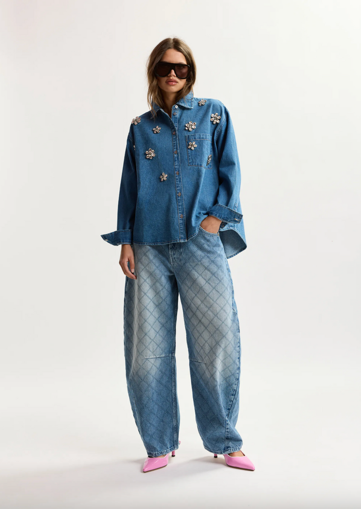 Essentiel Antwerp Katsu Barrel Leg Jeans | Blue Denim | Shop Anna ...